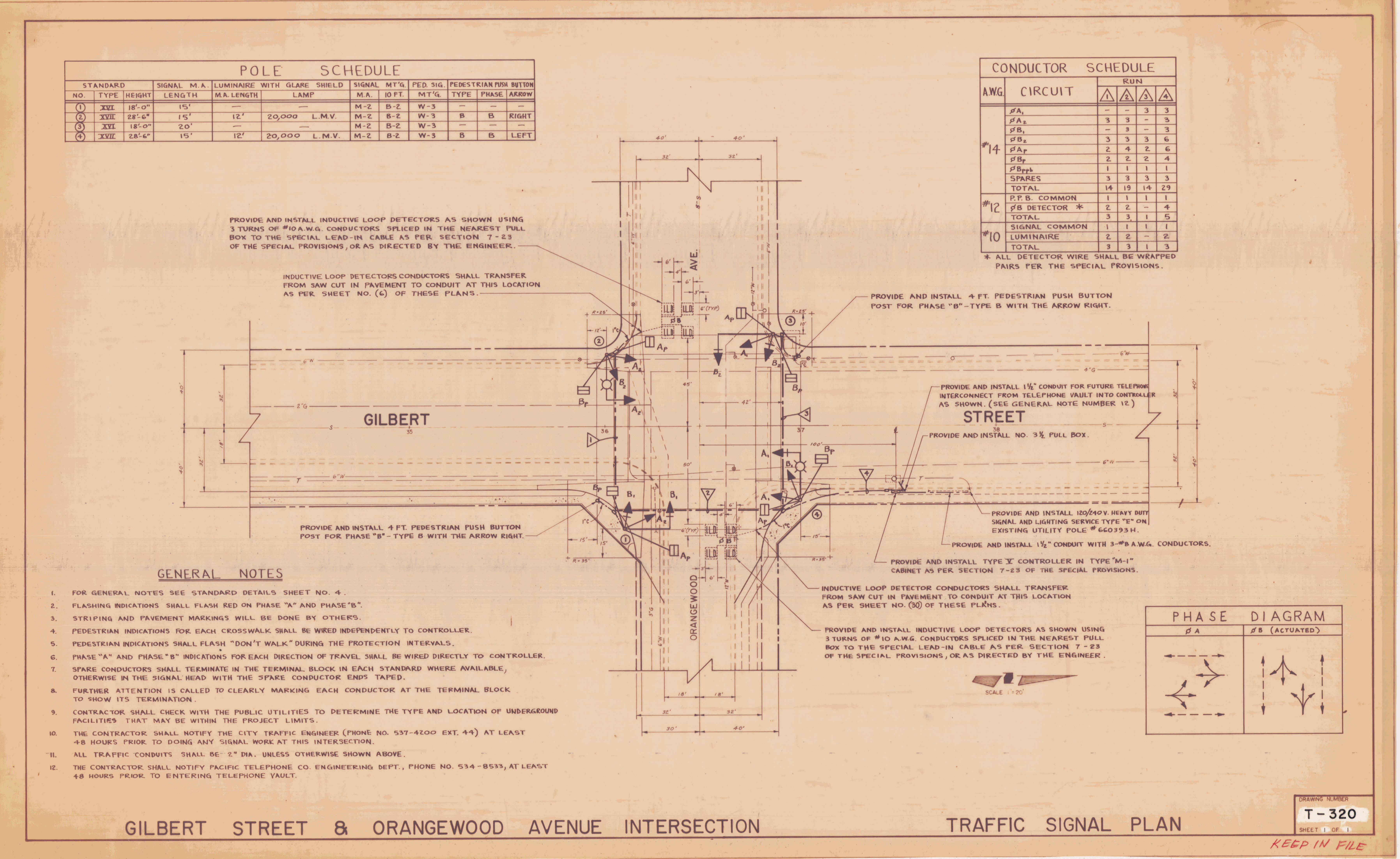 Drawing GILBERT STREET & ORANGEWOOD AVENUE INTERSECTION TRAFFIC SIGNAL PLAN