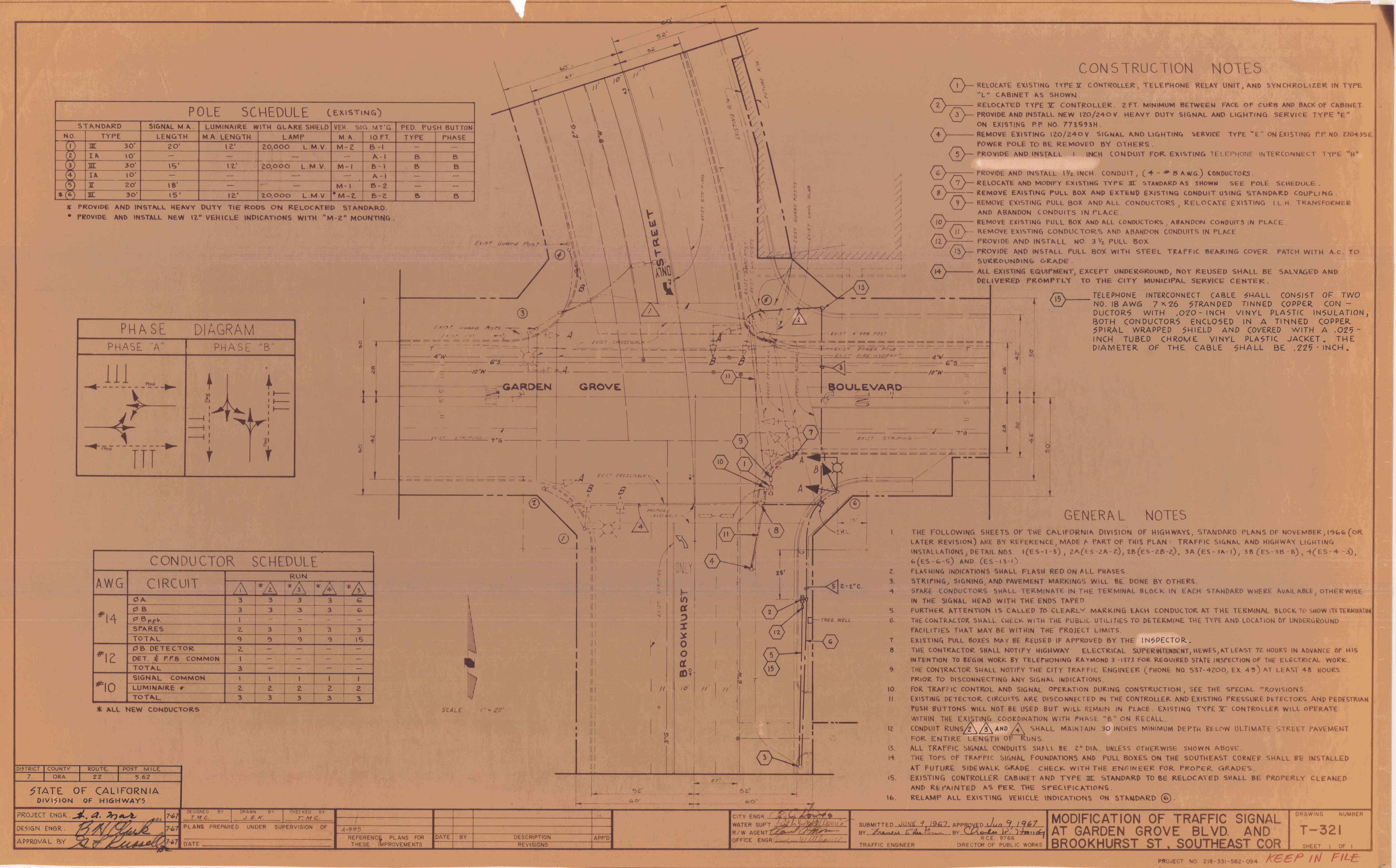 Drawing MODIFICATION OF TRAFFIC SIGNAL AT GARDEN GROVE BLVD. AND ...