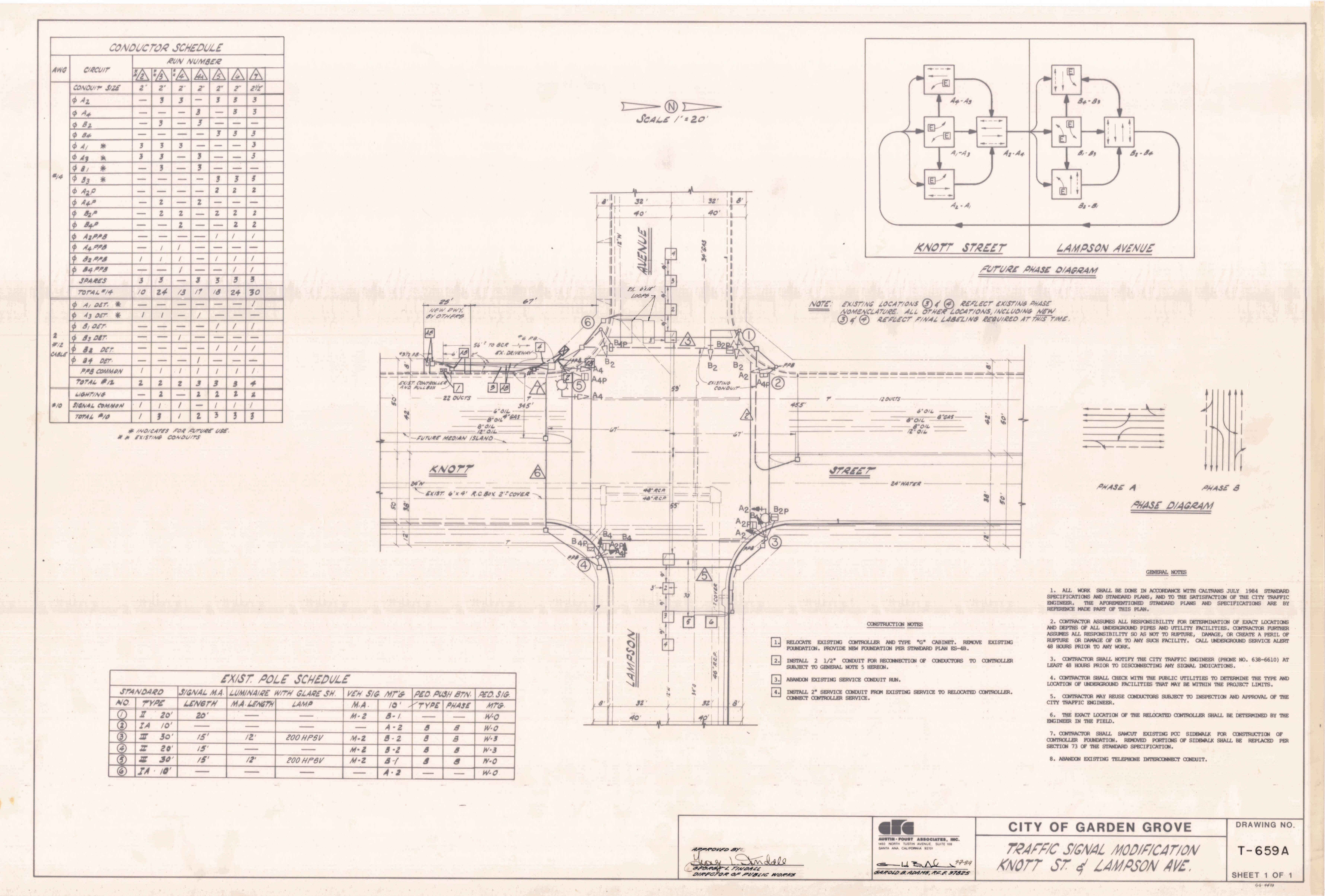 Drawing TRAFFIC SIGNAL MODIFICATION KNOTT ST. & LAMPSON AVE.