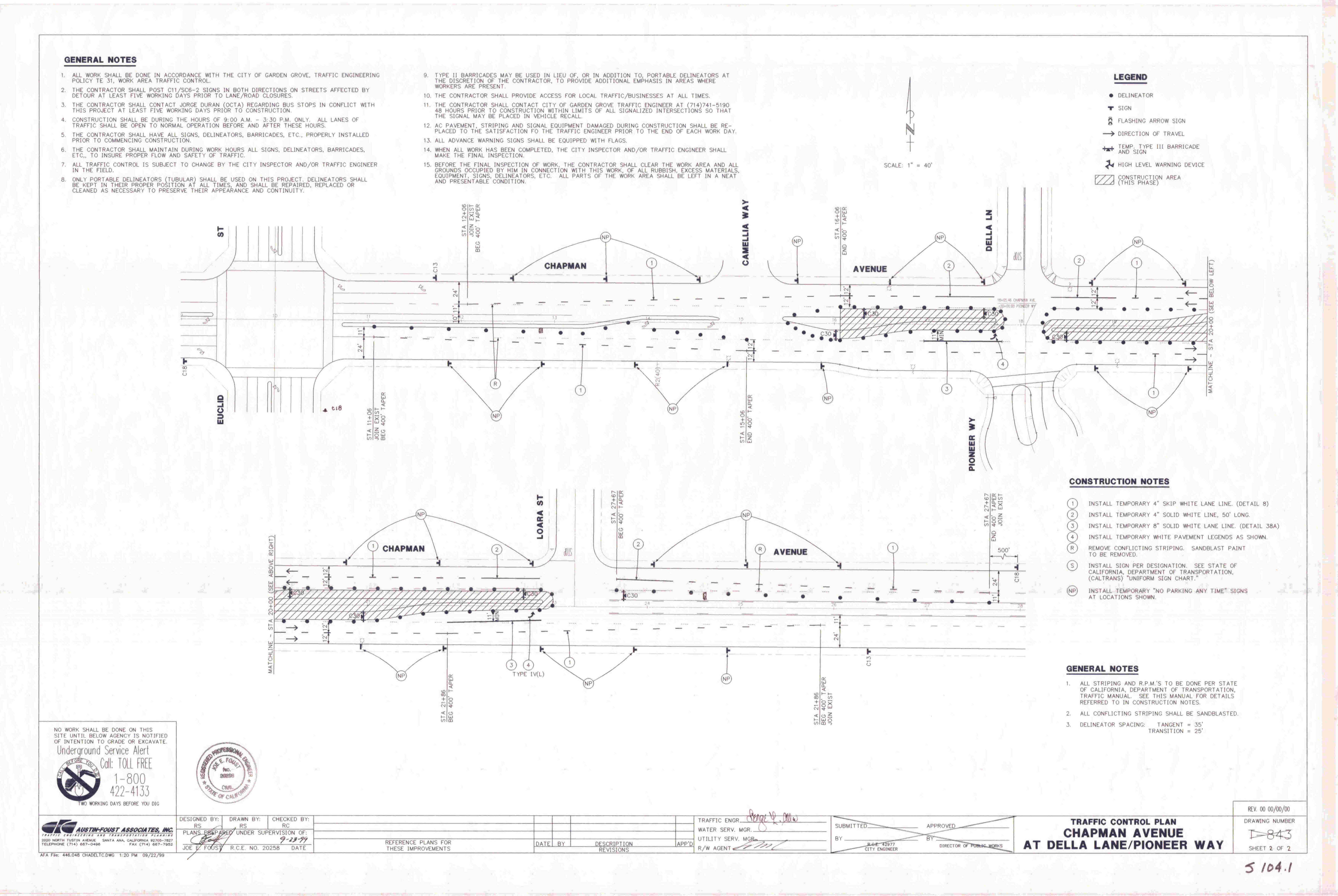 Drawing TRAFFIC CONTROL PLAN CHAPMAN AVENUE AT DELLA LANE/PIONEER WAY