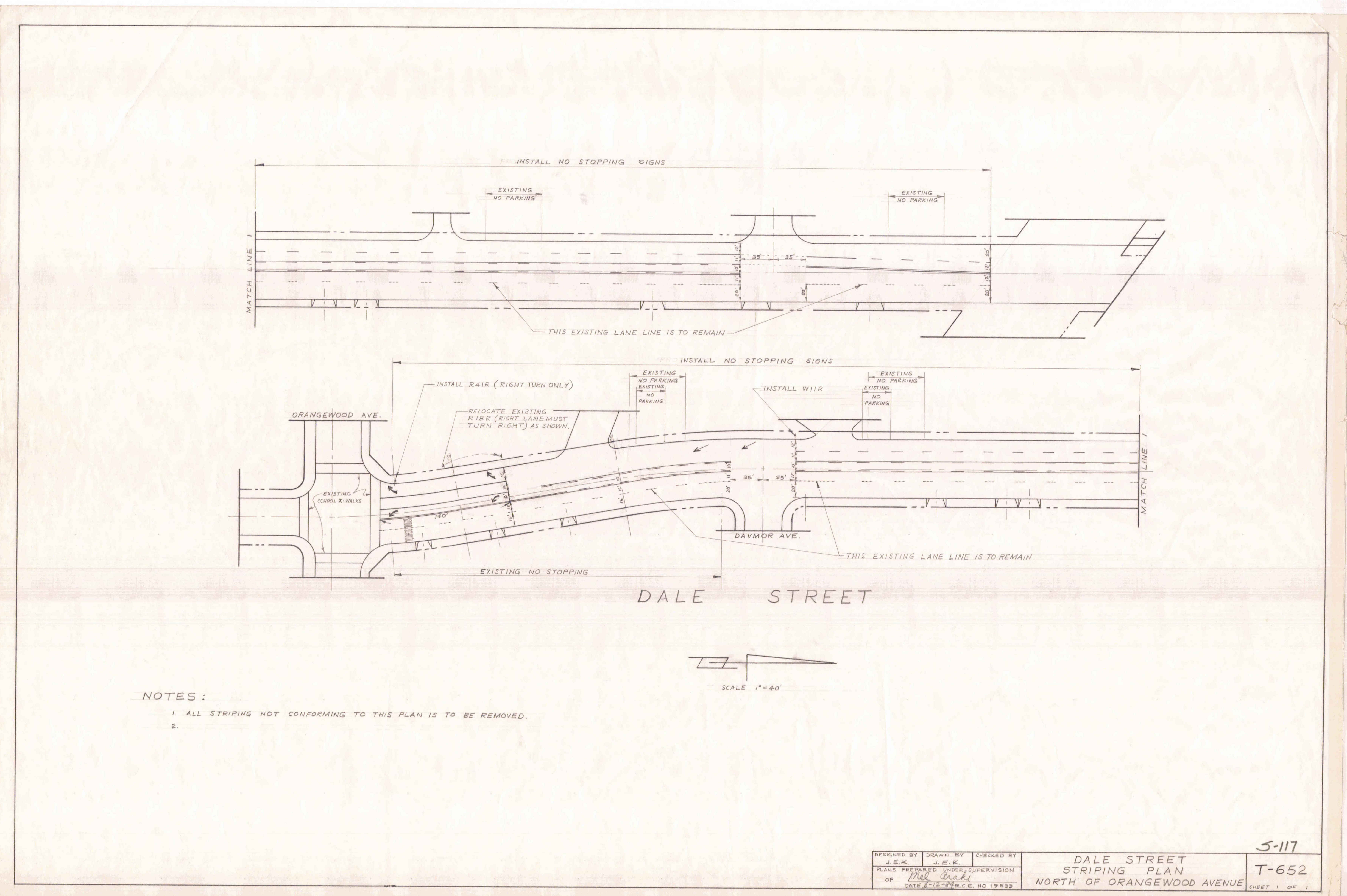 Drawing DALE STREET STRIPING PLAN NORTH OF ORANGEWOOD AVENUE