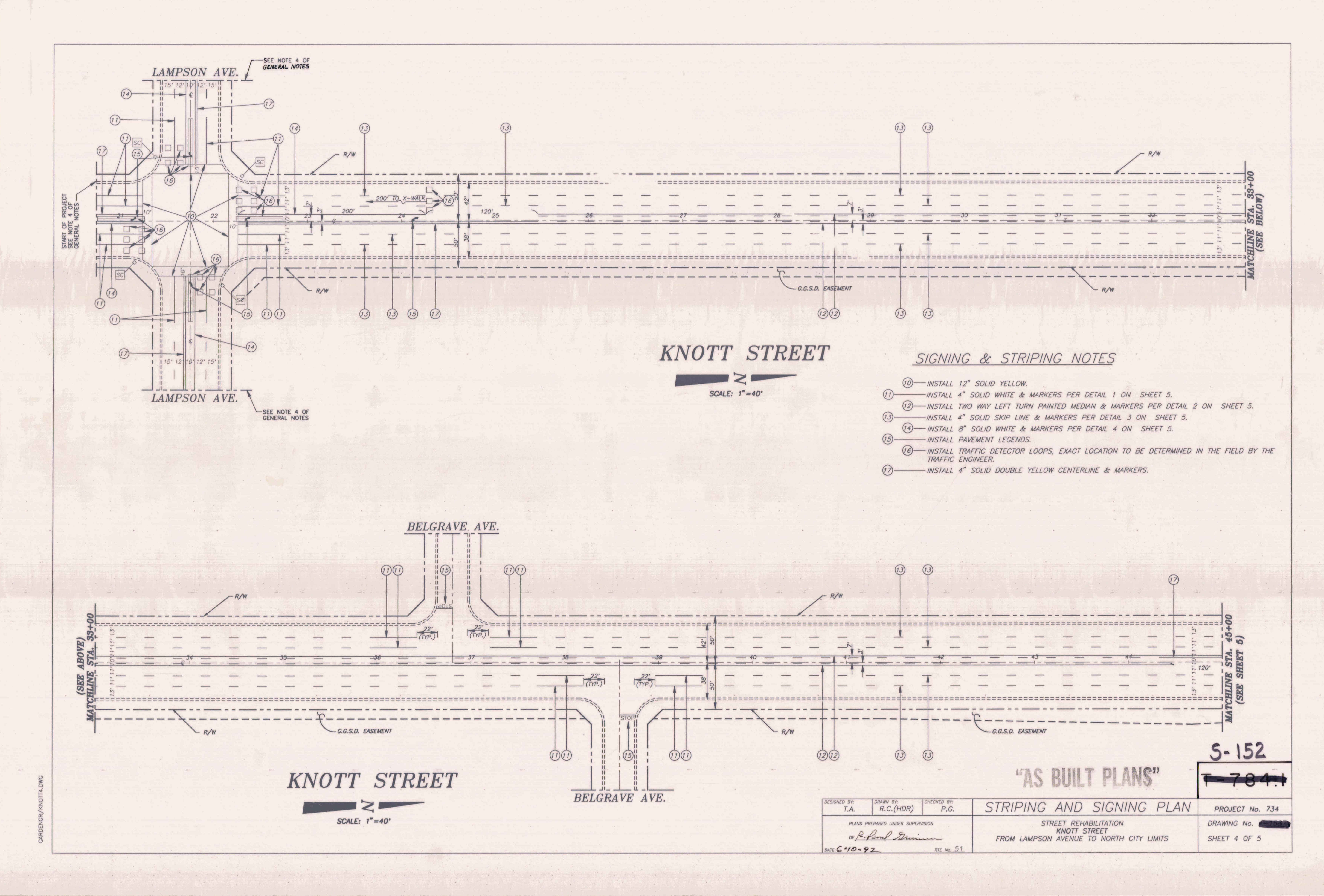 Drawing STRIPING AND SIGNING PLAN STREET REHABILITATION KNOTT STREET ...