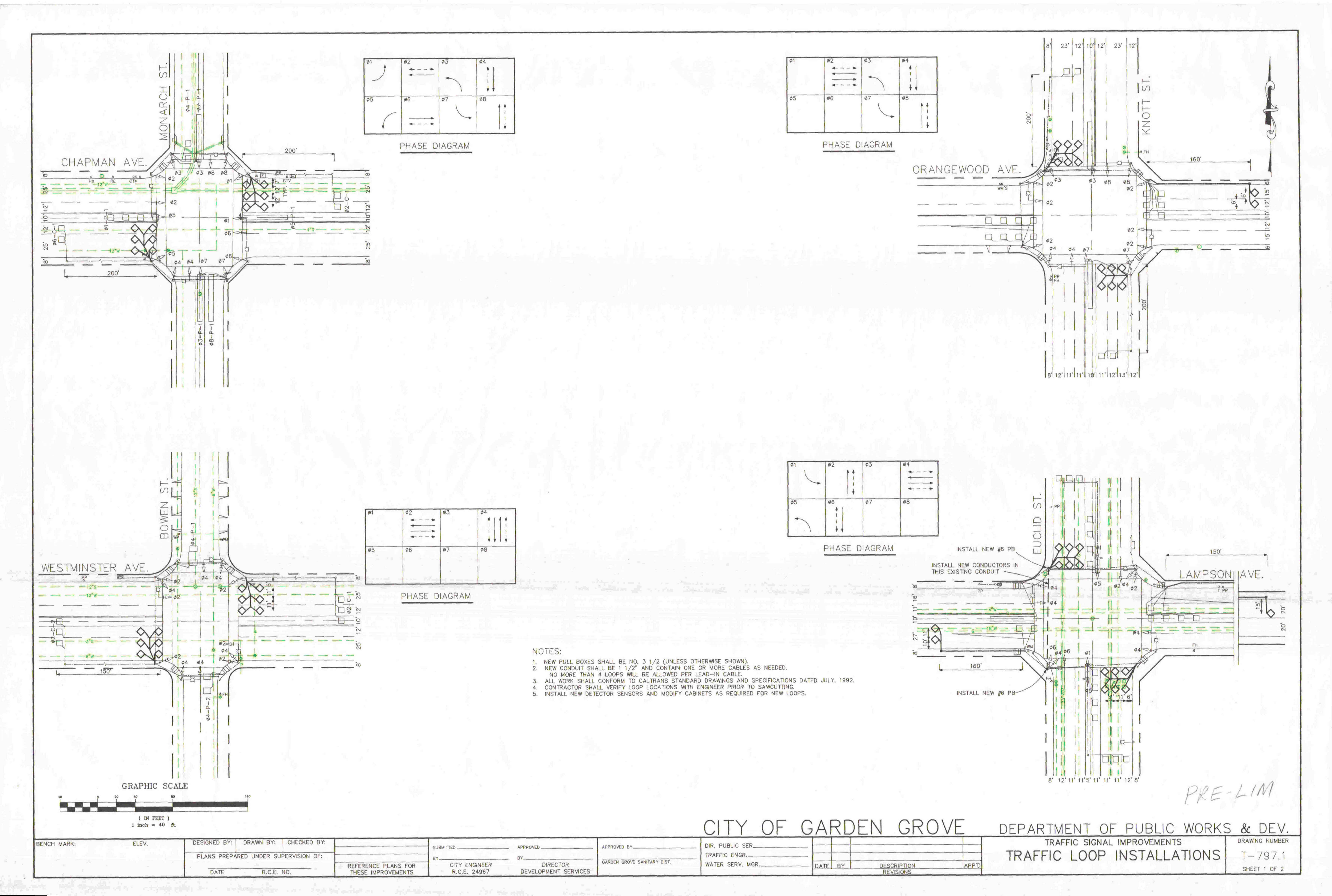 Drawing TRAFFIC SIGNAL IMPROVEMENTS TRAFFIC LOOP INSTALLATIONS