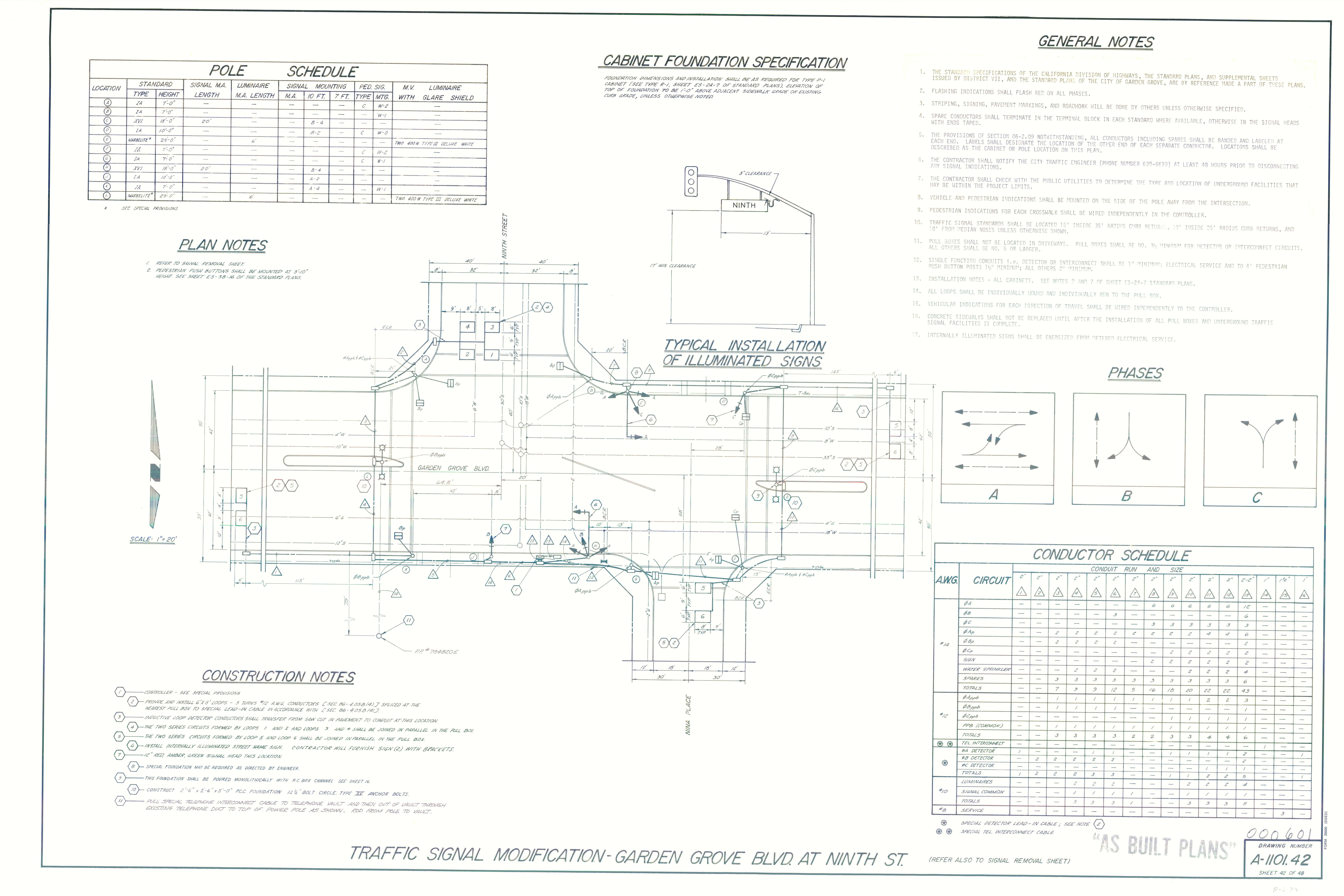 Drawing TRAFFIC SIGNAL MODIFICATOIN-GARDEN GROVE BLVD AT NINTH ST