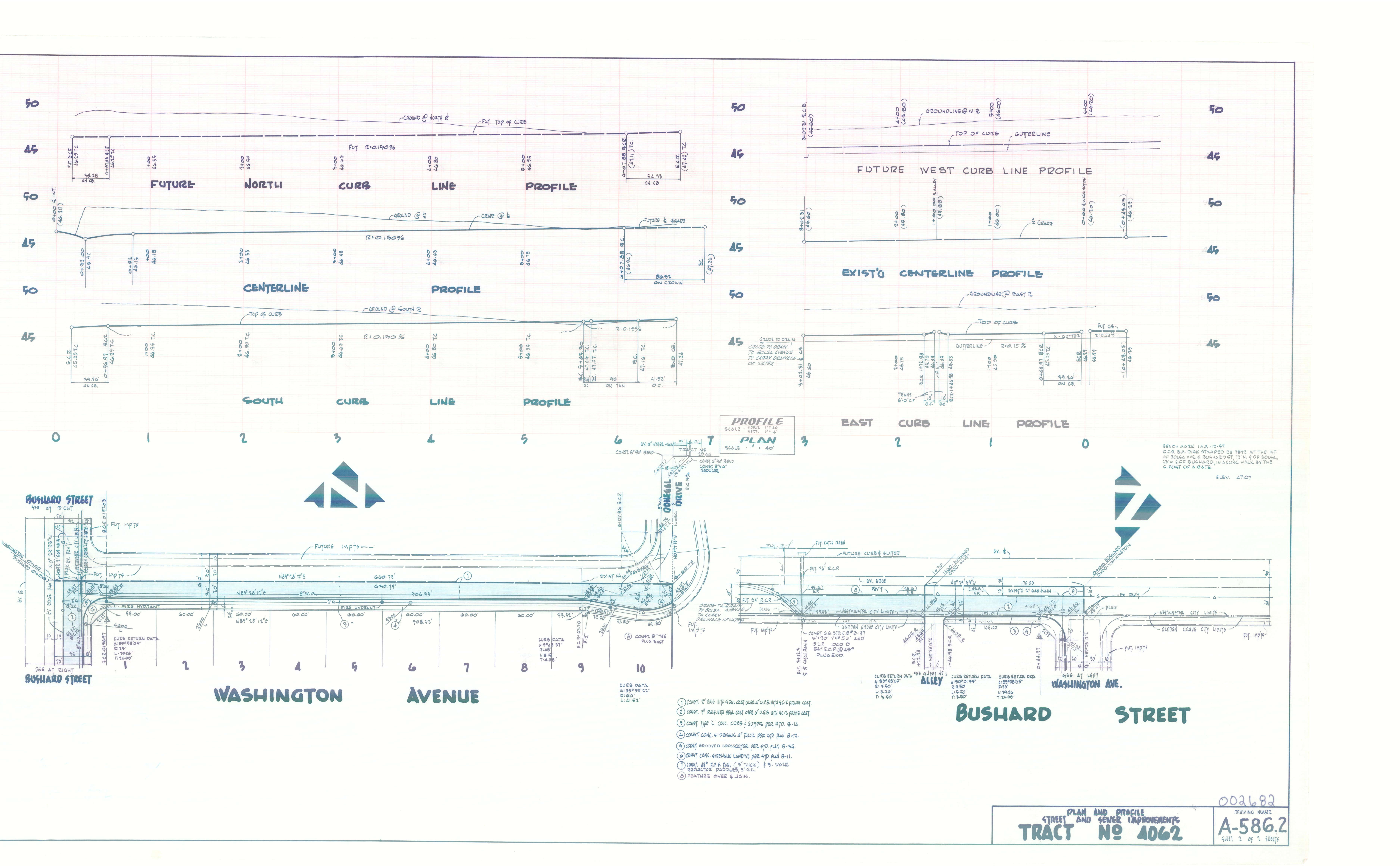 Drawing PLAN AND PROFILE STREET AND SEWER IMPROVEMENTS