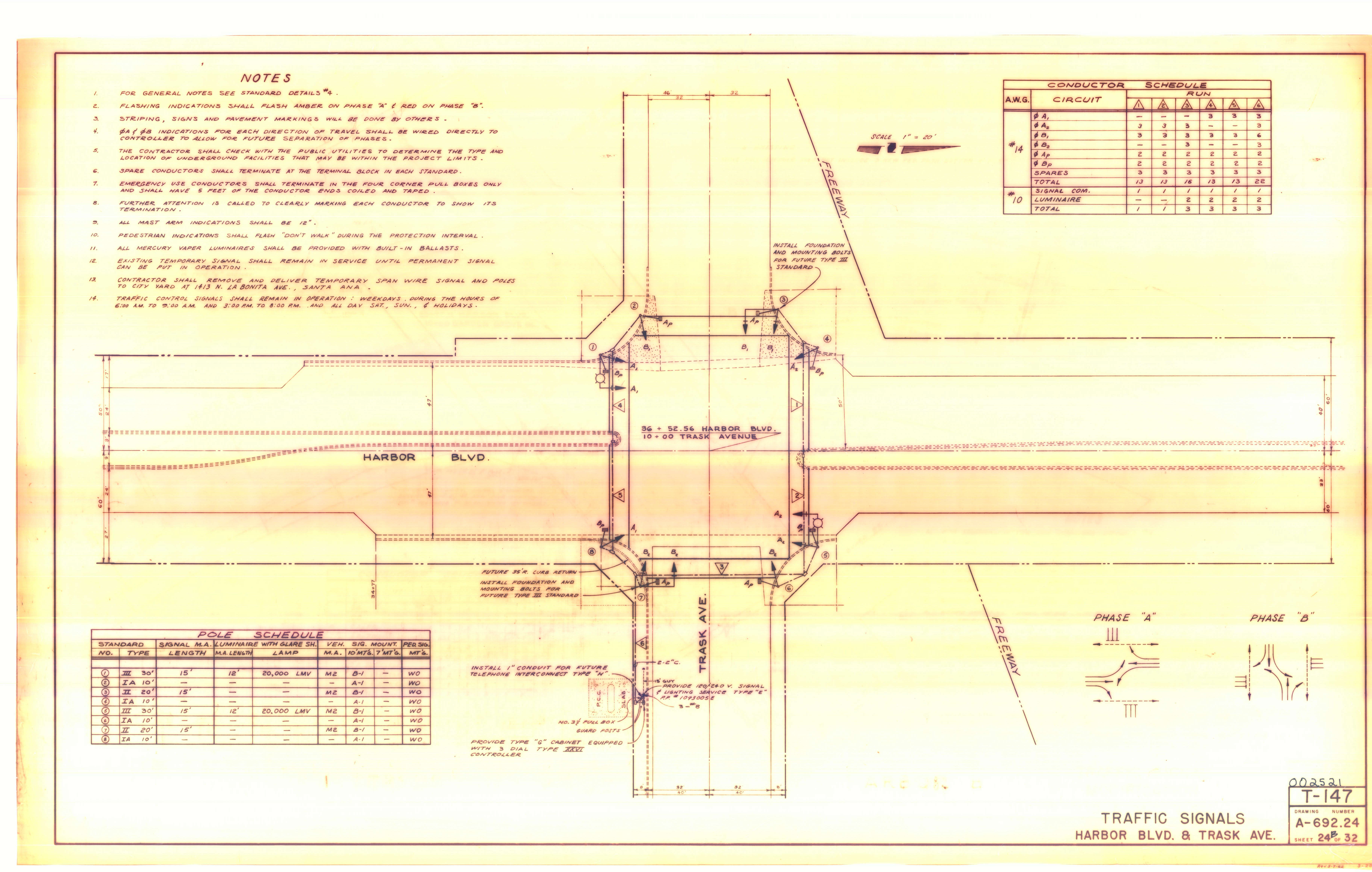 Drawing TRAFFIC SIGNALS HARBOR BLVD & TRASK AVE